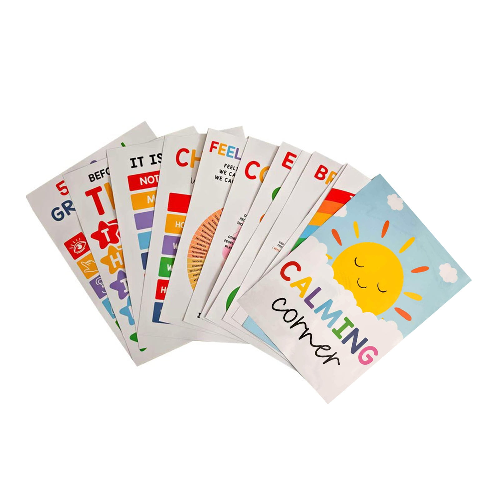 GZCW 12 Pcs/Set Calming Corner Classroom Posters Feelings Wheel Chart ...
