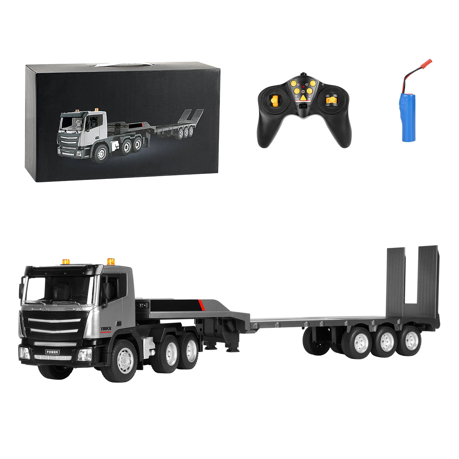 GZCW 2.4GHz RC Semi Truck, 9 Channel Ultra-Long RC Flatbed Truck Toy ...