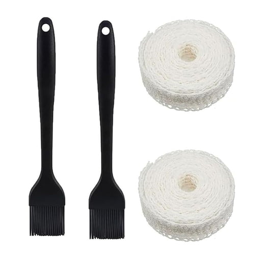 GZCW 2 Rolls 2m Meat Netting Roll with Silicone Brushes Meat Poultry ...