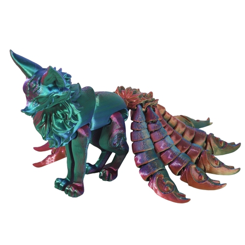 GZCW 3D Printed Fox Ornament Nine Tailed Fox Figurine with Articulated ...