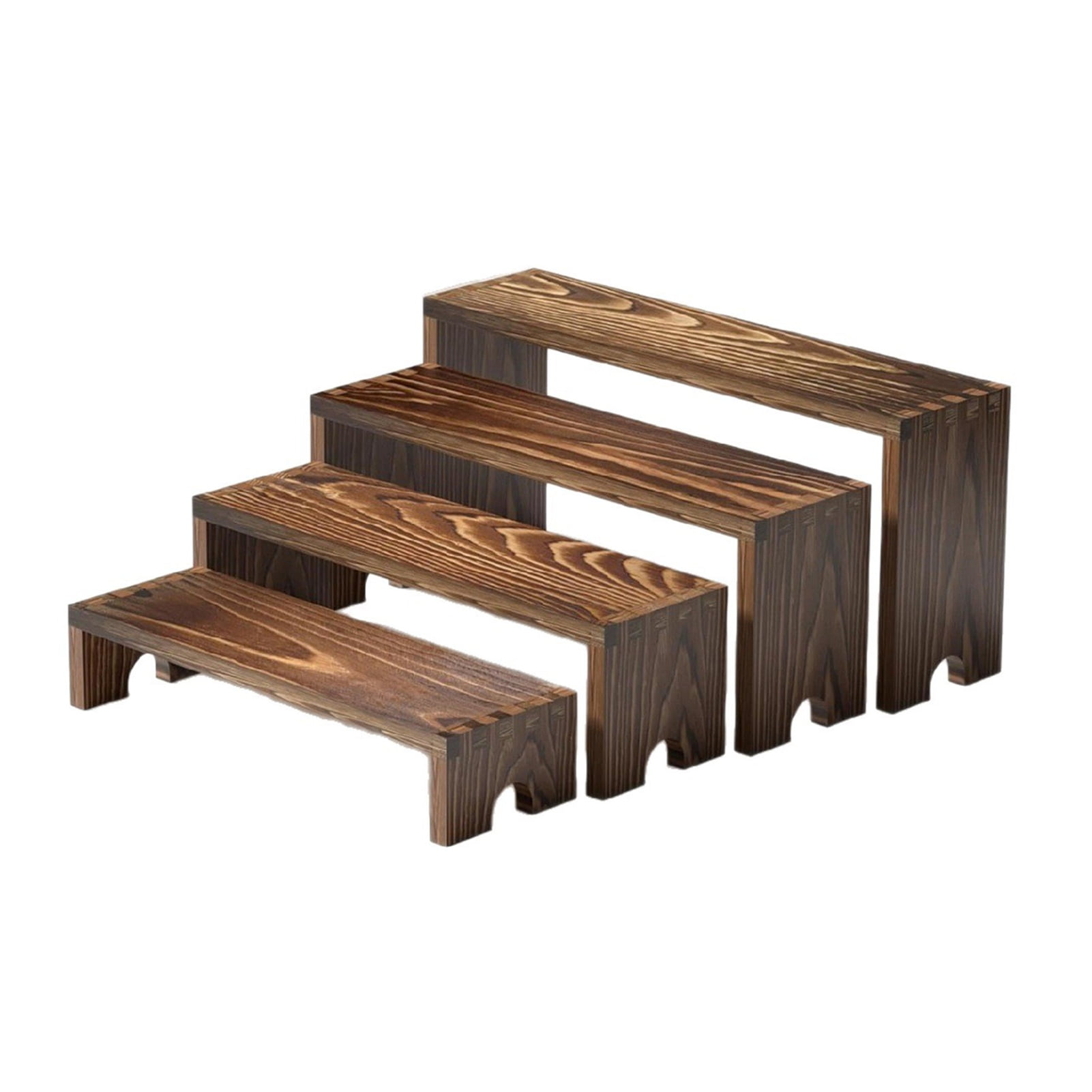 GZCW 4Pcs/Set Wooden Tiered Riser Display Stand 4-Tie Perfume Organizer ...