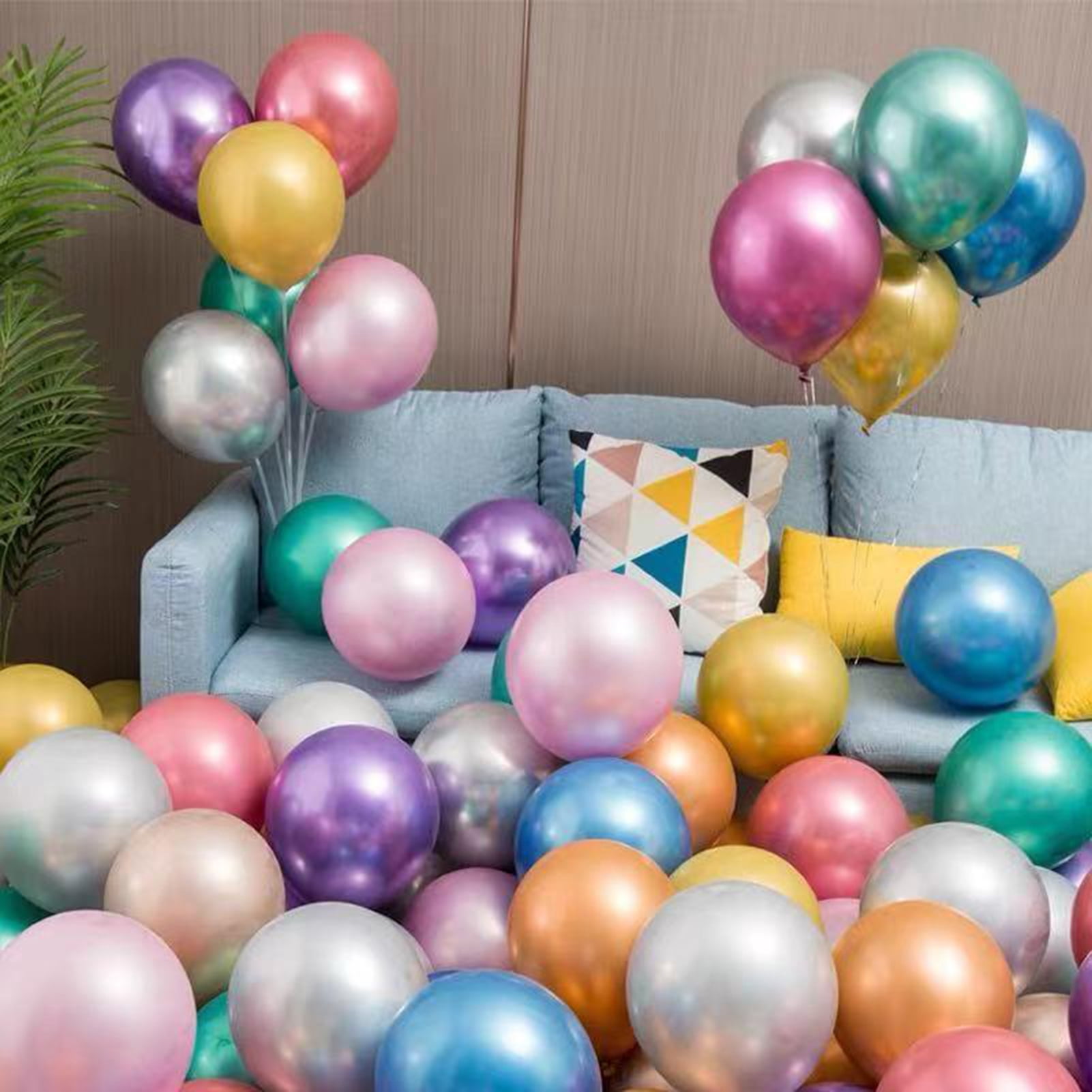 GZCW 50 Pcs Latex Balloons Solid Color Balloons Glitter Balloons ...