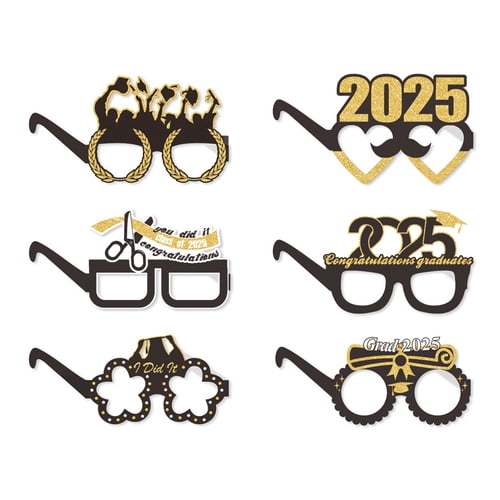 GZCW 6 Pcs 2025 Graduation Party Glasses Reusable Graduation Paper ...