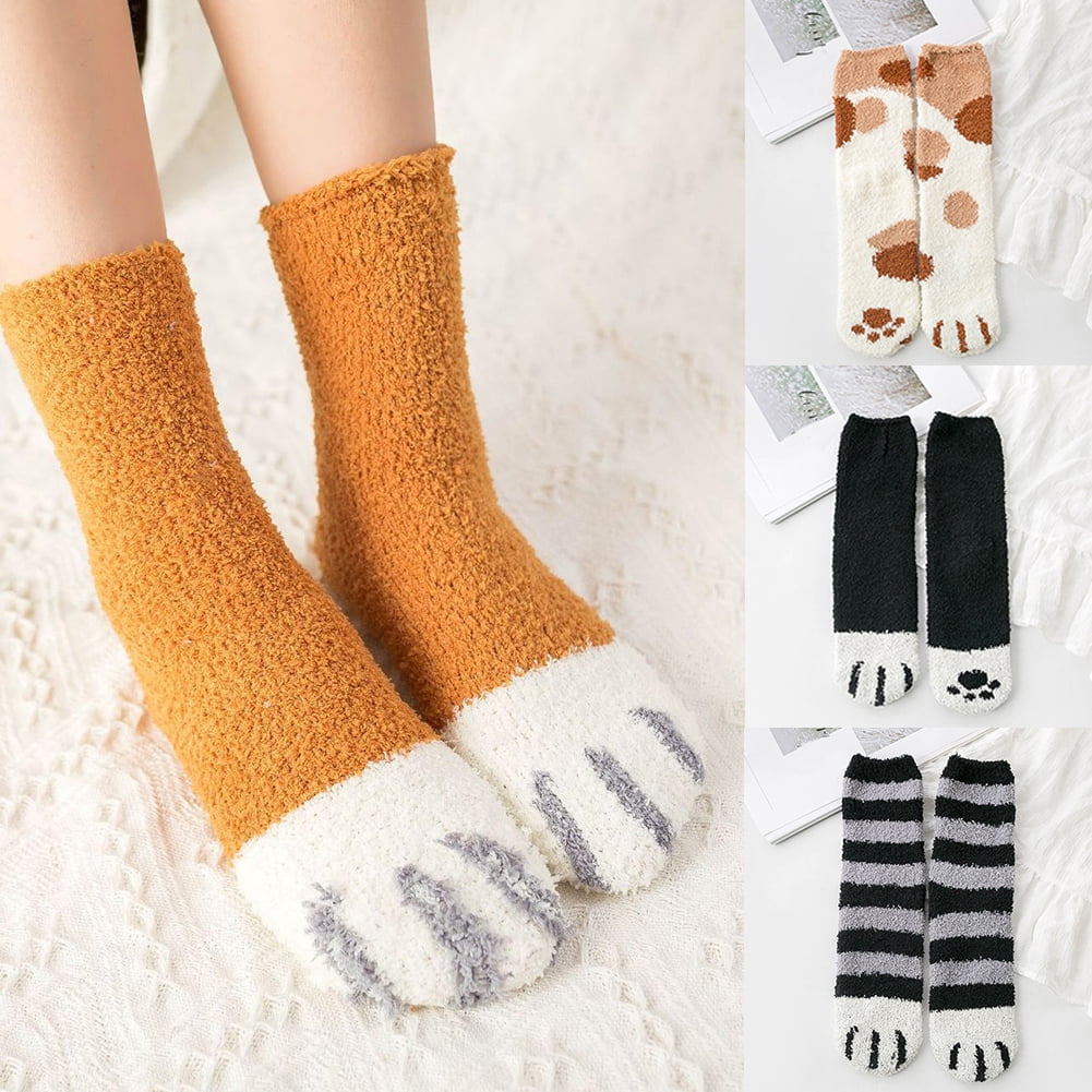 GZCW Cartoon Women Autumn Winter Cats Paws Coral Fleece Homewear Warm ...