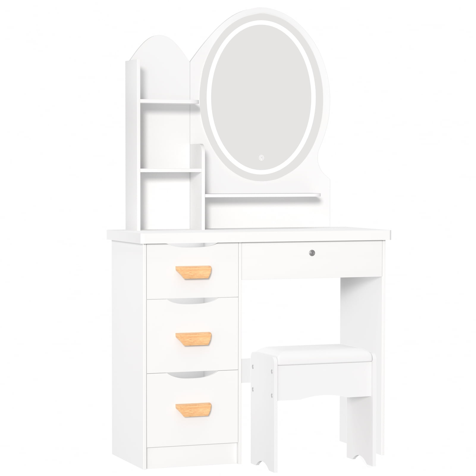 GZCW Dressing Table with Brightness Adjustment 3-colored Light, Bedroom ...