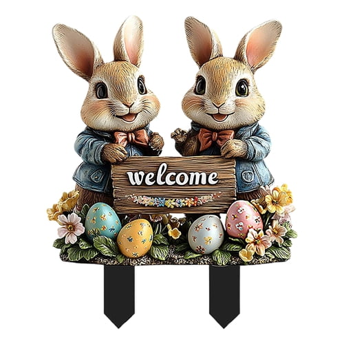 GZCW Easter Garden Stake 2D Acrylic Bunny Yard Decor Stake Cartoon ...