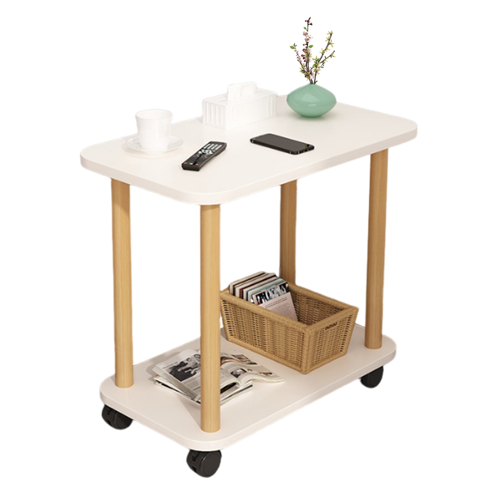 GZCW End Table, Rectangle Side Table, Wood Night Stand with 2-Tier ...