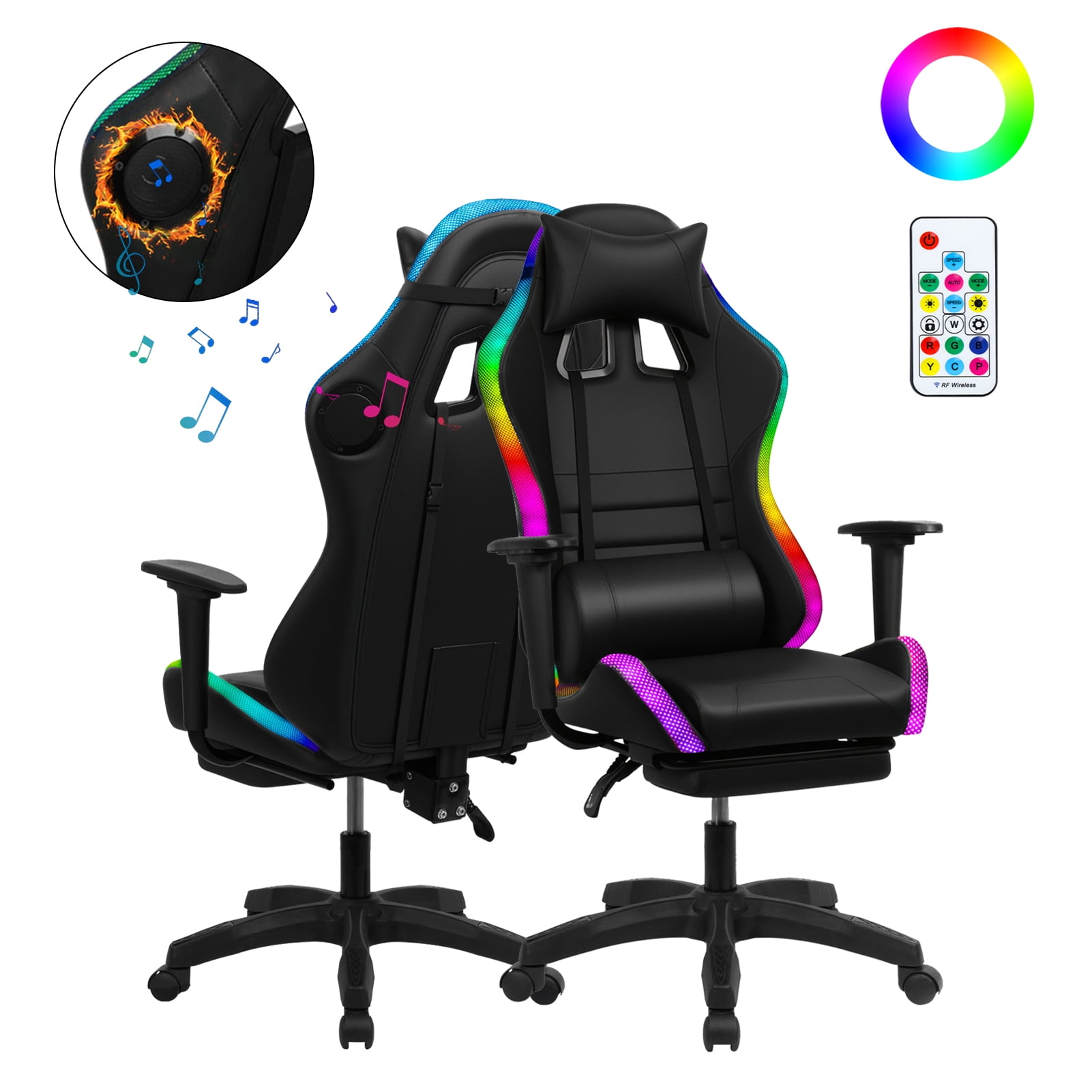 GZCW Gaming Chair with Retractable Footrest,350lbs Load Capacity Office ...