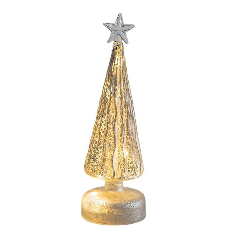 GZCW Glass Christmas Tree Figurine Tabletop Tree Ornament with LED Lights Holiday Decor Light Up ...