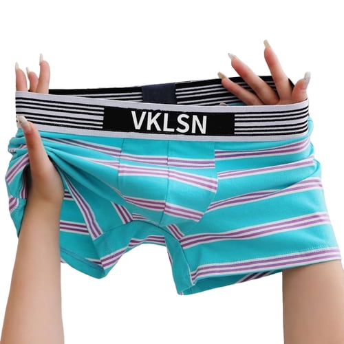 GZCW Men Boxer Underwear Mid-rise U-Convex Striped Print Breathable ...