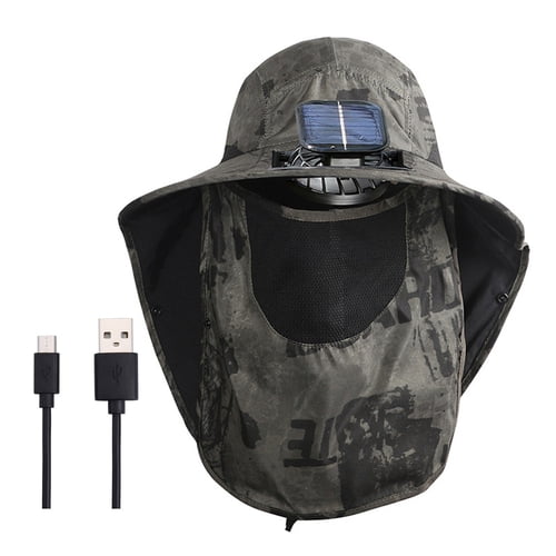 GZCW Men's Sun Hat Outdoor Hiking Sun Protection Cap with Solar And USB ...