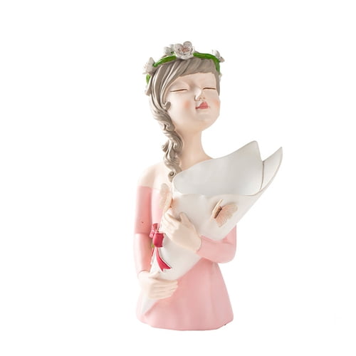 GZCW Resin Vase Girl Figurine Flower Holder Desktop Planter Modern Chic ...