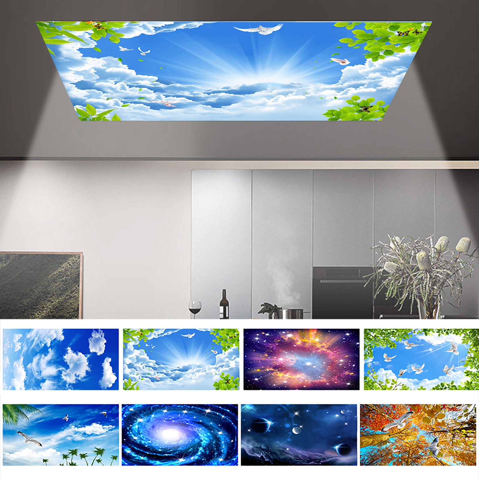 GZCW Shade Cloth Landscape Pattern Ceiling Light Cover Easy to Install ...