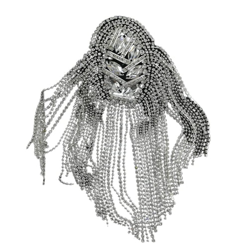 GZCW Shoulder Brooch Tassels Rhinestones Jewelry Handmade Shiny Epaulet ...