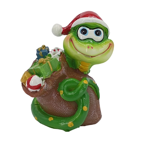 GZCW Snake Coin Bank Resin Cartoon Snake Figurine Hand-Painted Santa ...