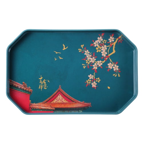 GZCW Tea Tray Chinese Style Washable Melamine Flower Pattern Table ...