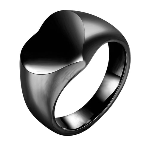 GZCW Vintage Ring Pure Color Polished Titanium Steel Heart Surface ...