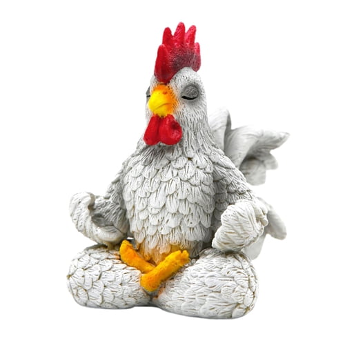 GZCW Yoga Rooster Ornament Resin Sit in Meditation Rooster Statue ...