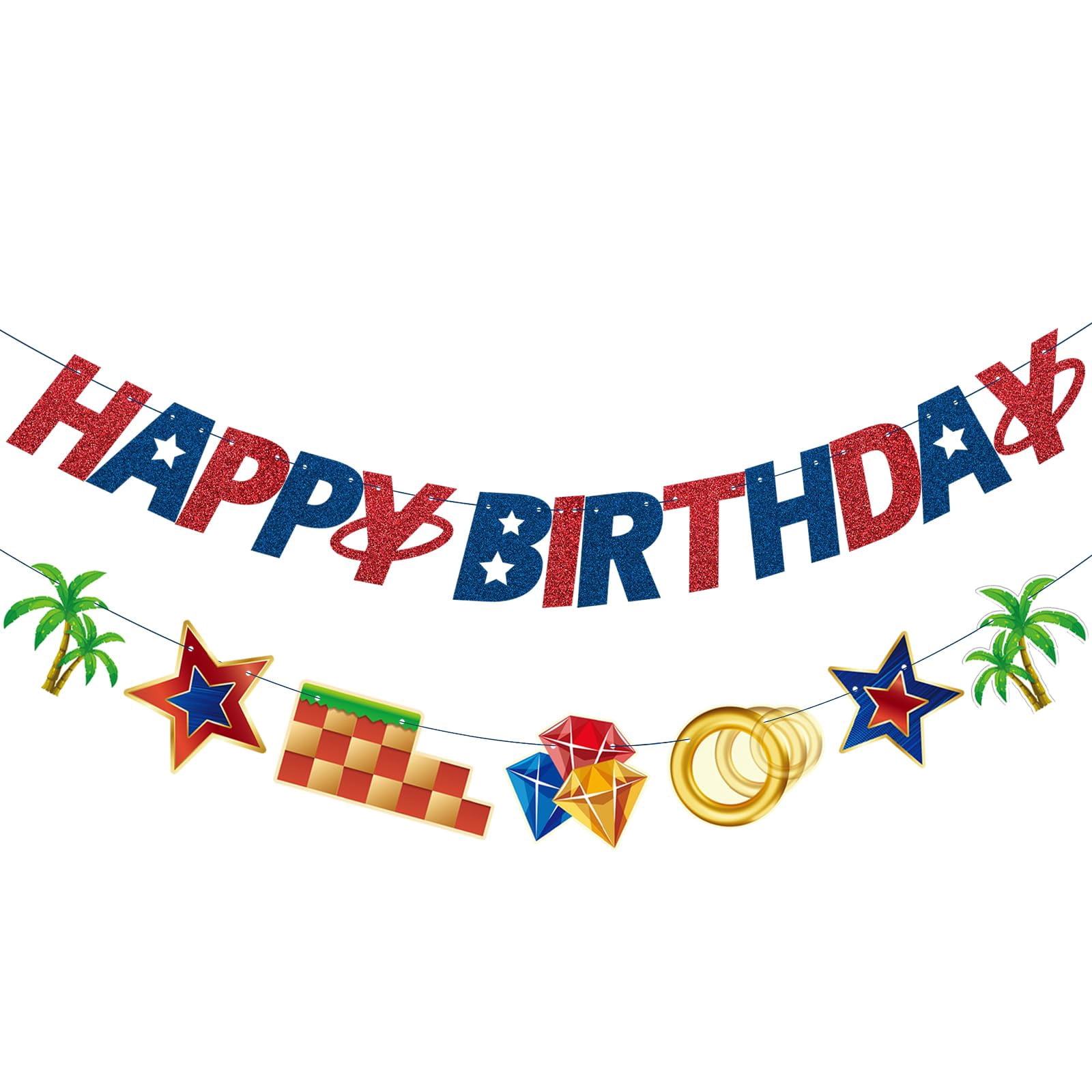 GZDUCK Hedgehog Birthday Banner- Blue Hedgehog AIS1 Happy Birthday ...