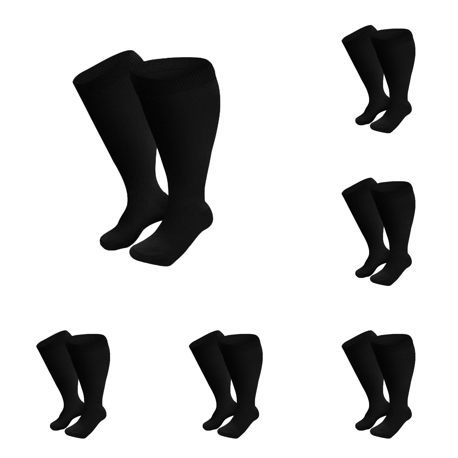 GZEFJRQM 6 Pairs Plus Size Compression Socks Wide Calf Women Men Knee ...