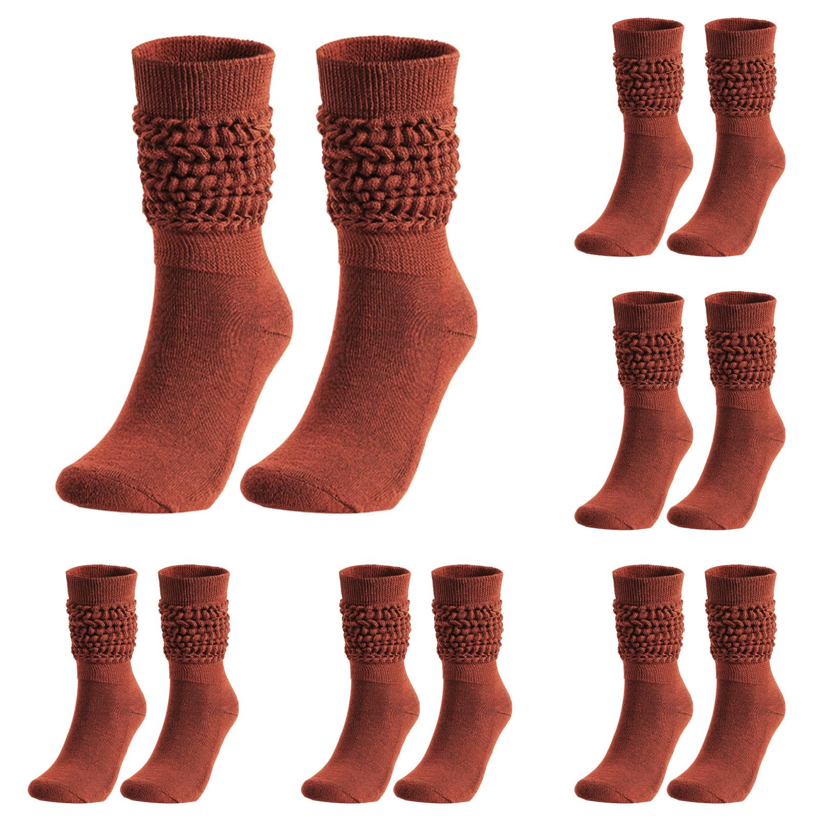 GZEFJRQM 6 Pairs Slouch Socks Women Knee High Tube Long Socks Soft ...