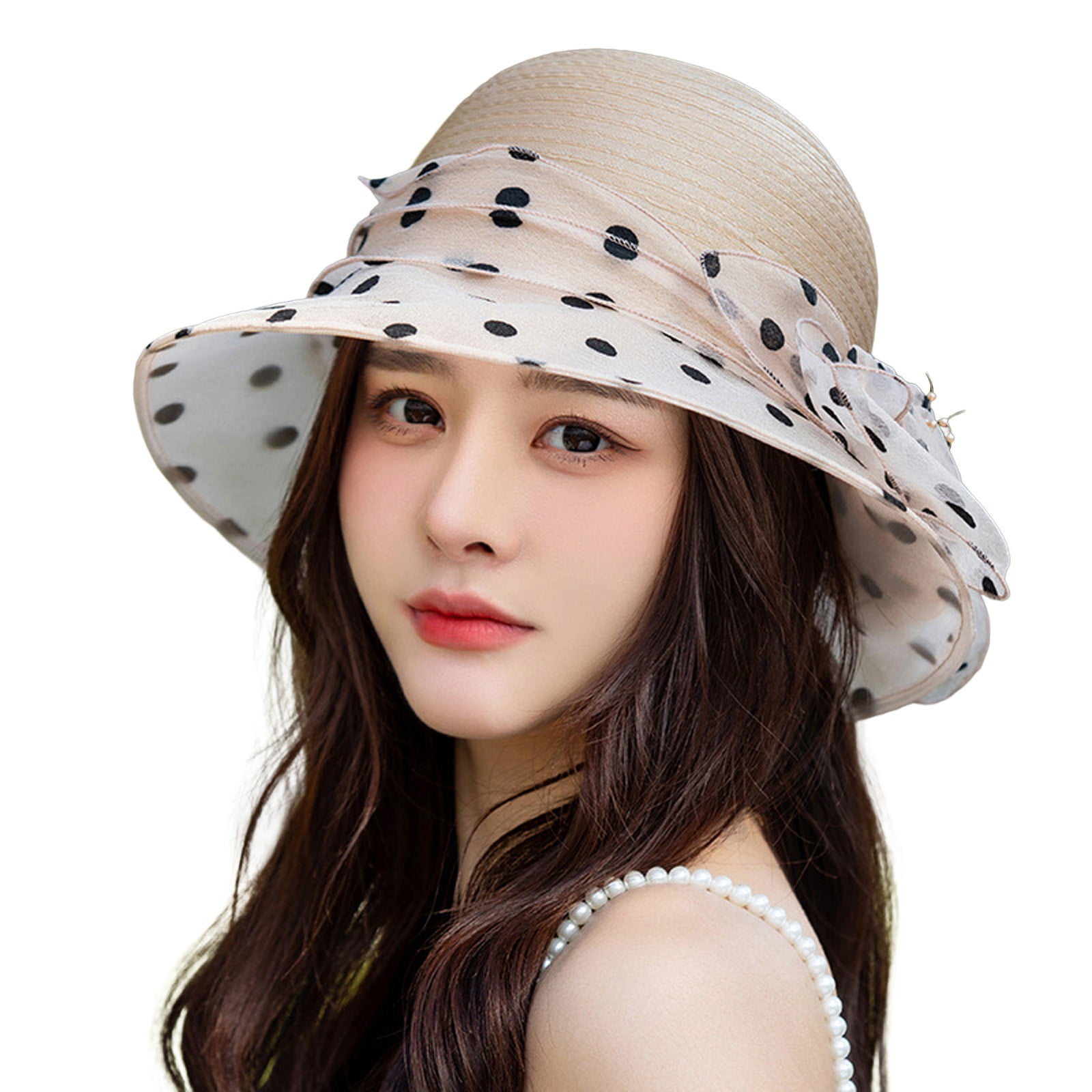 GZEFJRQM Women Organza Hat With Wide Brim Flower Church Derby Hat Sun ...