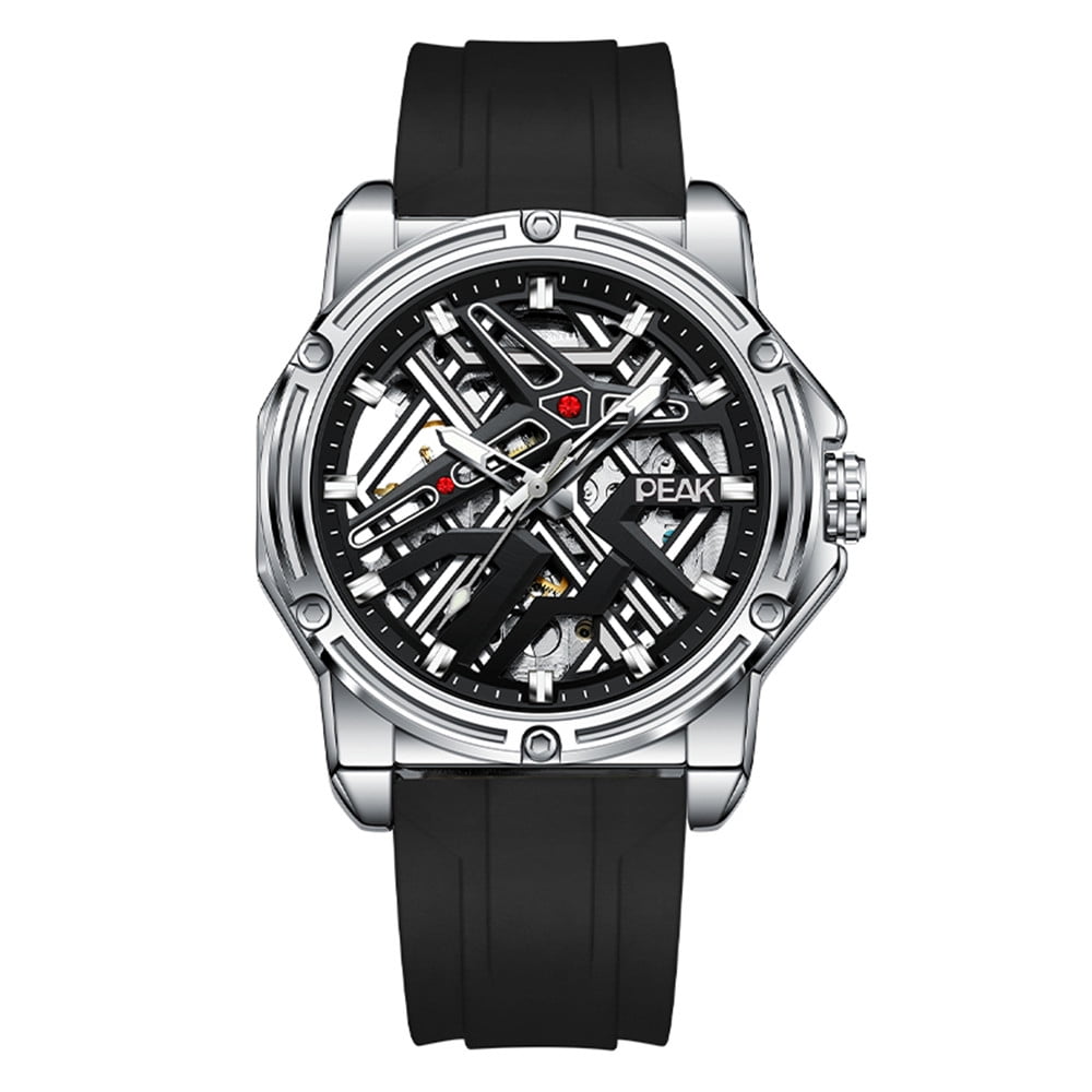 GZFCMY PEAK Vintage Skeleton Automatic Self-Winding Mechanical Men ...