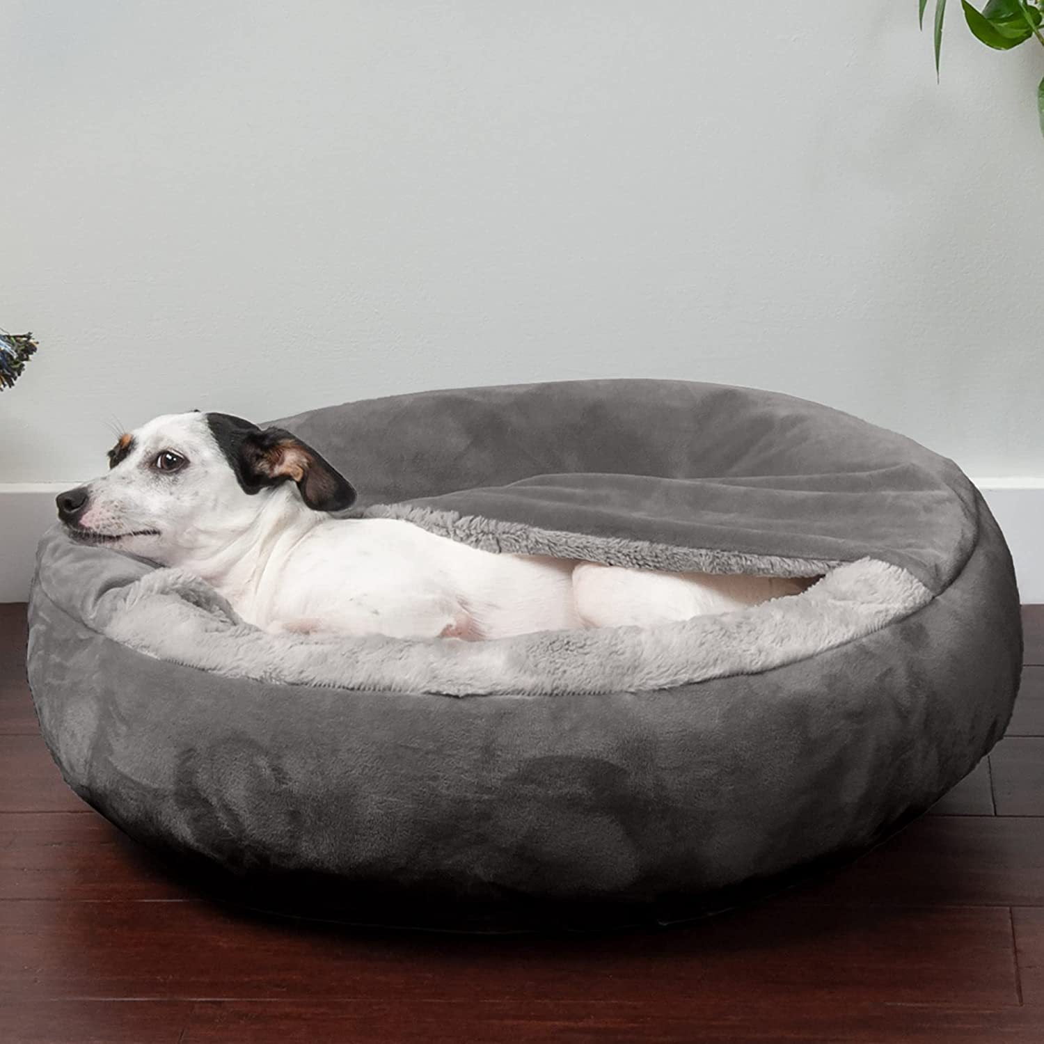 GZFzysl Small Dog Bed Cat Bed with Hooded Blanket, Cozy Cuddler Luxury ...
