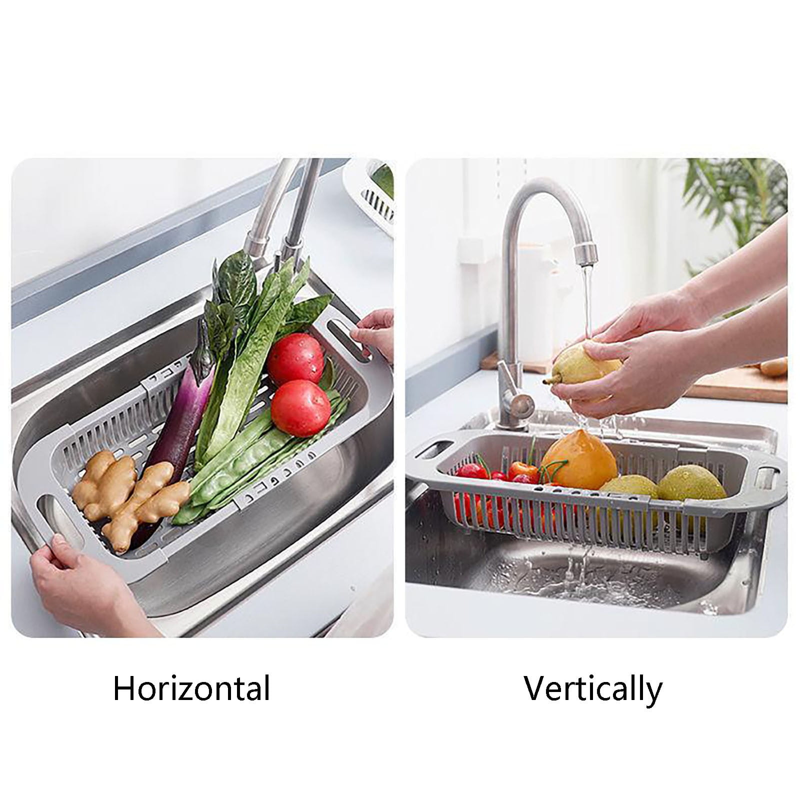 GZHCGSM Kitchen Dish Drying Rack Kitchen Retractable Sink Drain Basket ...