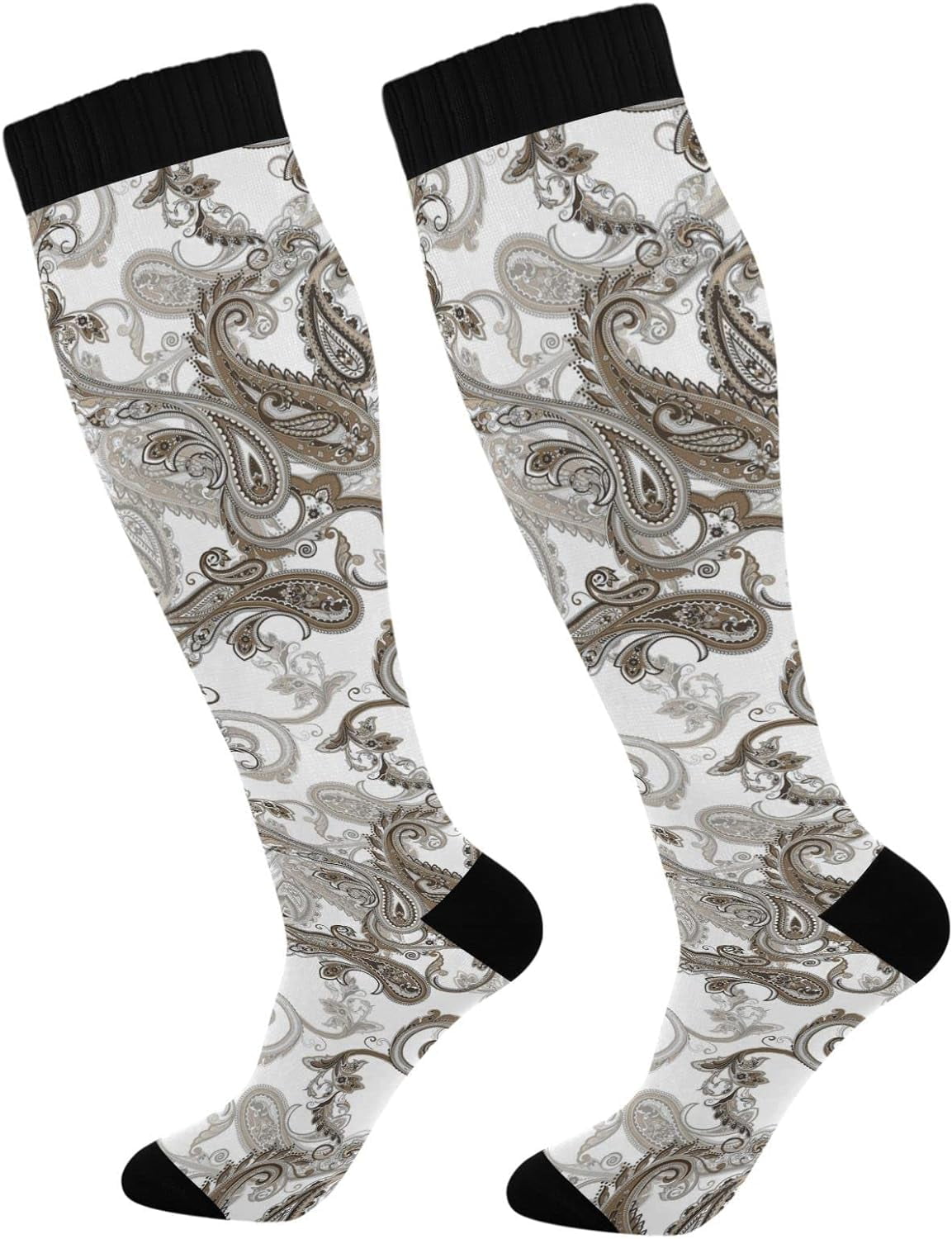 GZHJMY 1 Pair Classic Paisley Compression Socks 20-30mmHg Knee High ...