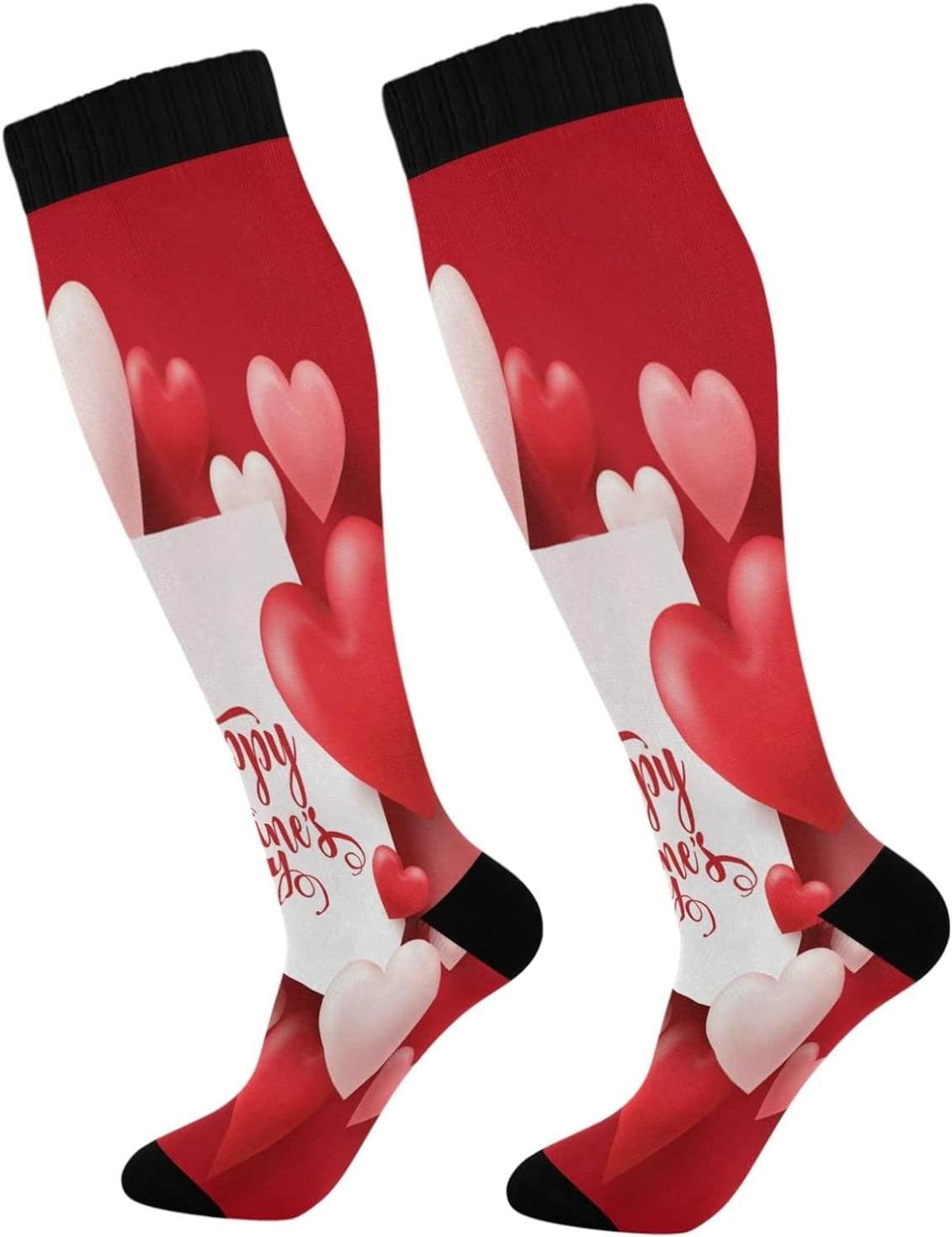 GZHJMY 1 Pair Lovely Love Heart Compression Socks for Women Men, Knee ...