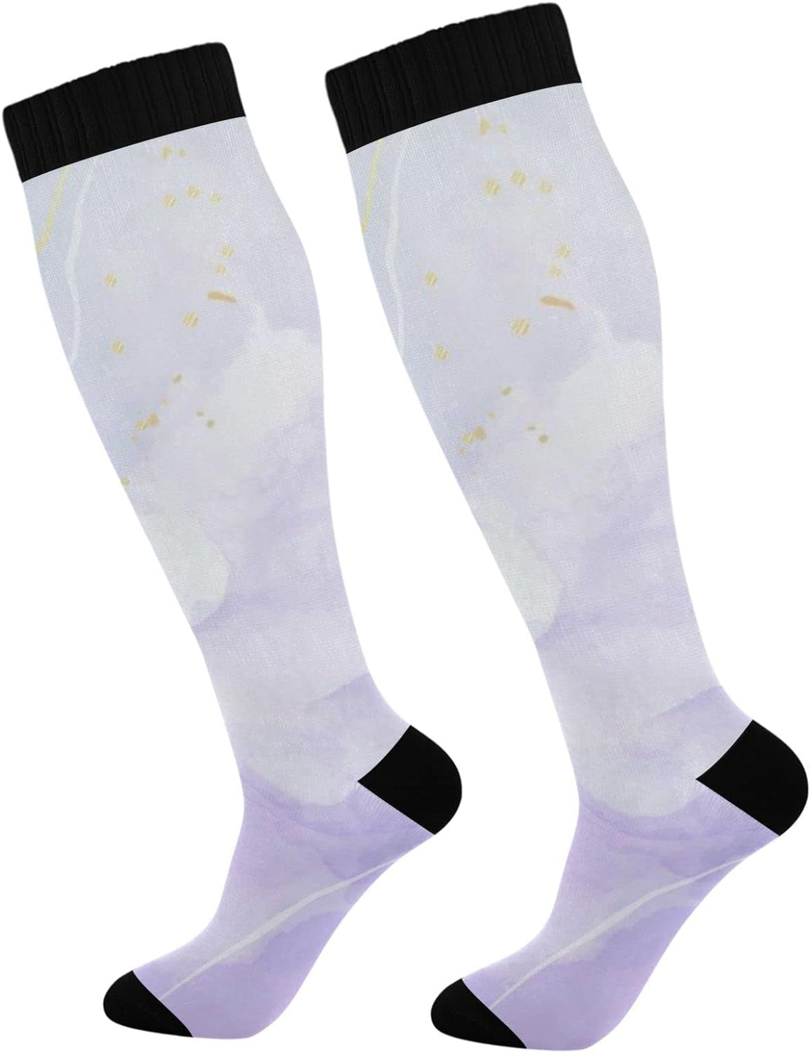 GZHJMY 1 Pair Marble Texture Purple Compression Socks 20-30mmHg Knee ...