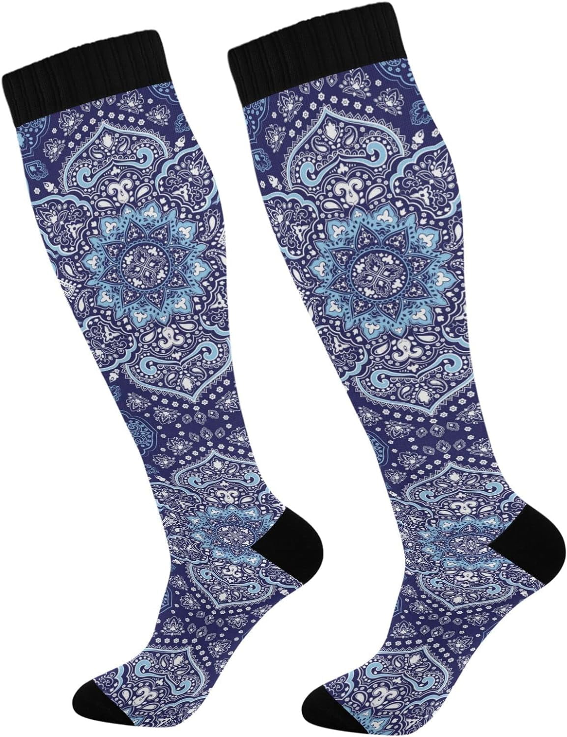 GZHJMY 1 Pair Mexican Talavera Pattern Compression Socks 20-30mmHg Knee ...