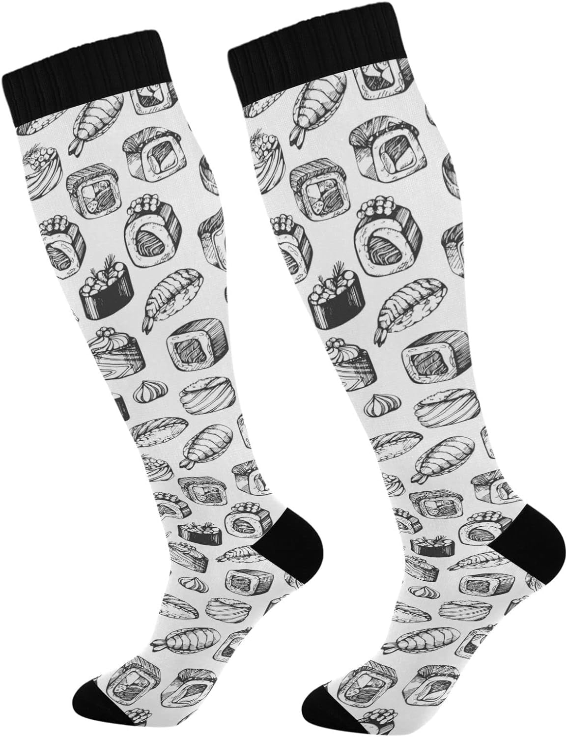 GZHJMY 1 Pair Sushi Pattern Compression Socks 20-30mmHg Knee High Women ...