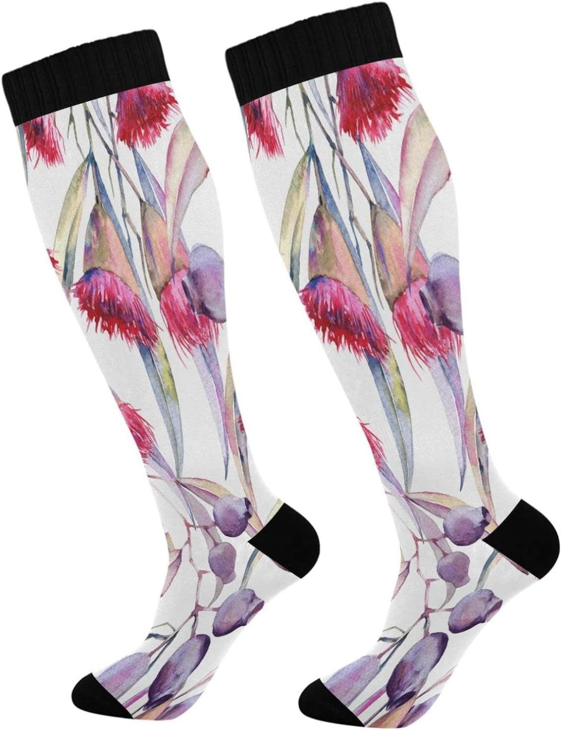 GZHJMY 1 Pair Watercolor Flowers Compression Socks for Women Men, Knee ...