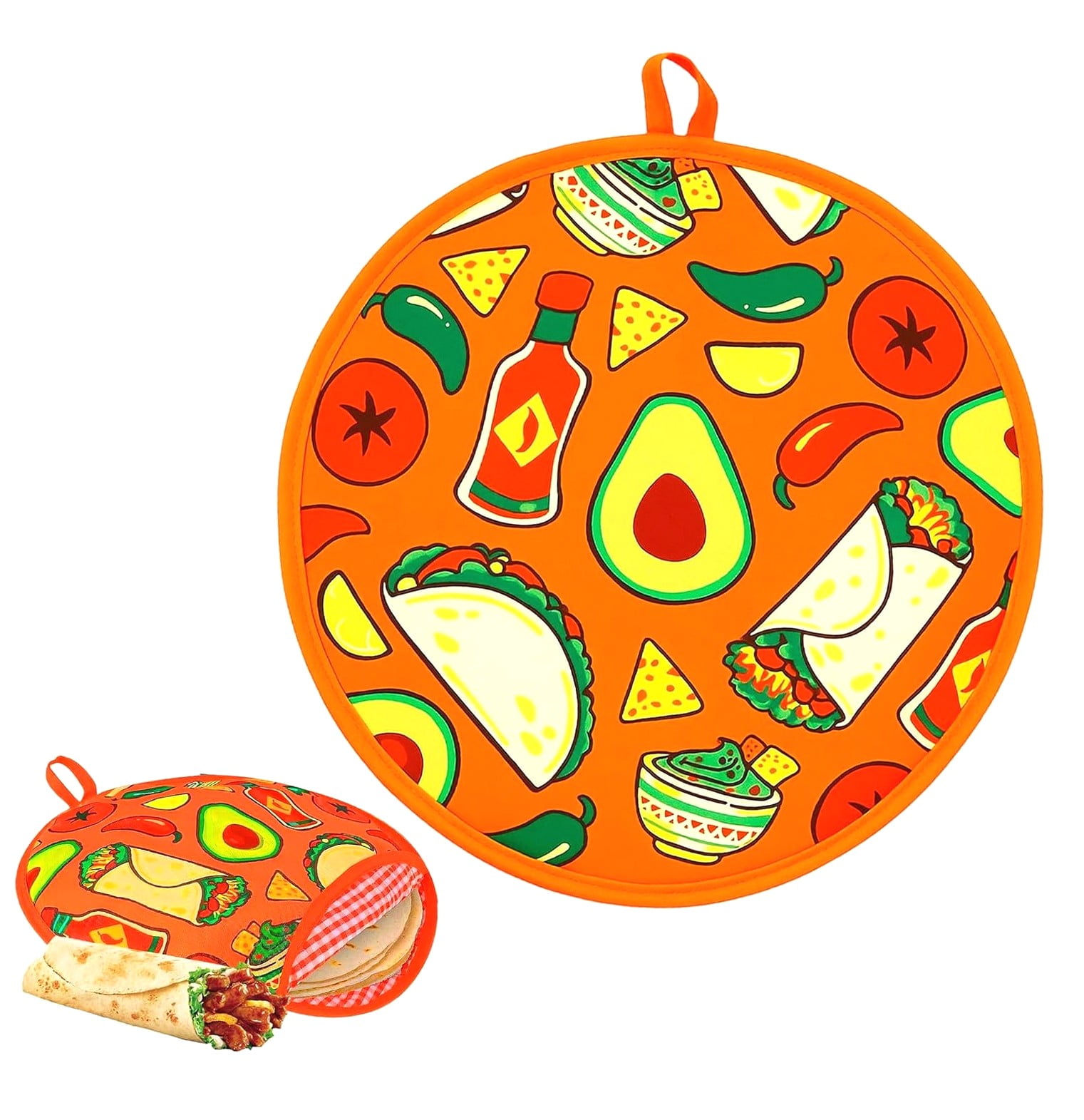 GZHJMY 1 Pcs 12 Inch Tortilla Warmer Pouch, Orange Microwave Tortilla ...