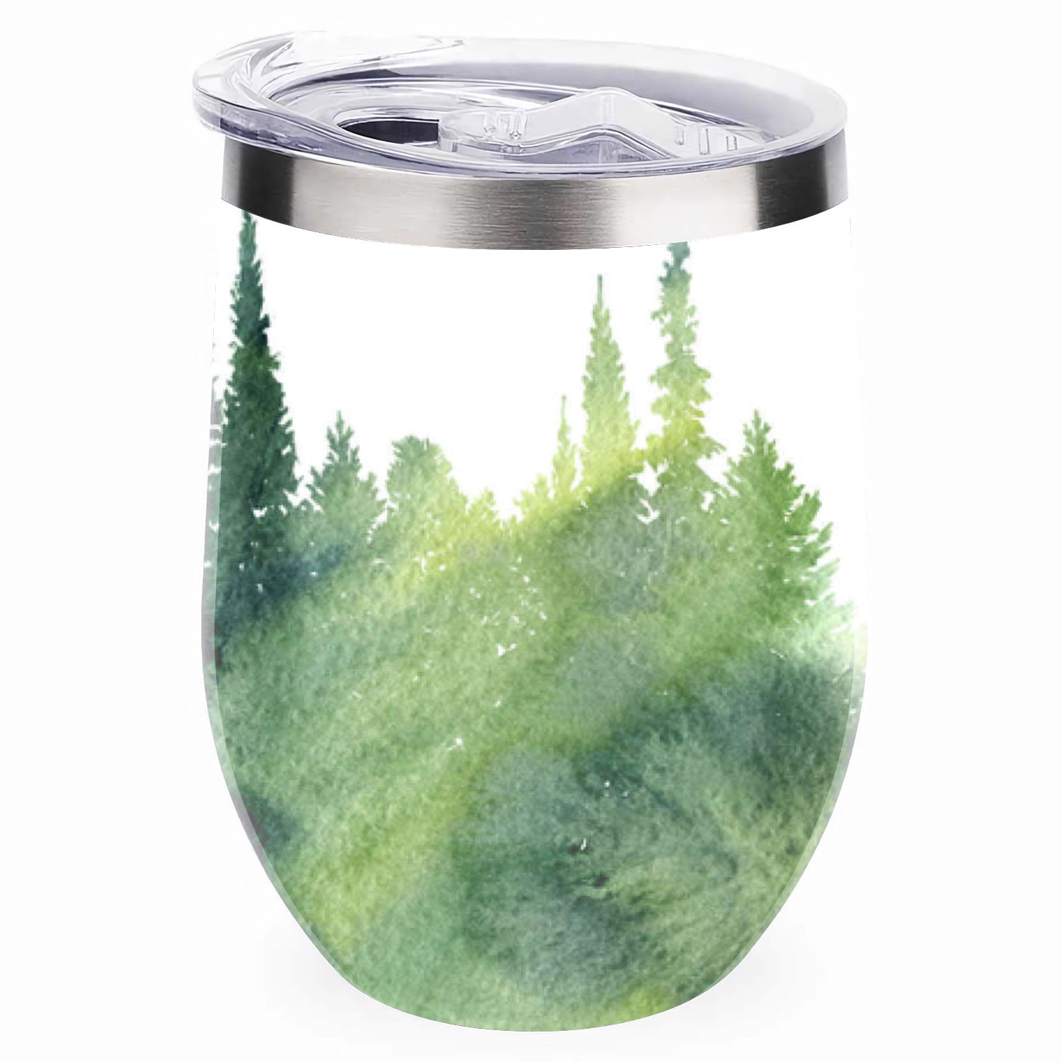 GZHJMY 1 Pcs Egg Cup, Watercolor Landscape with Pine and Fir Trees 304 ...