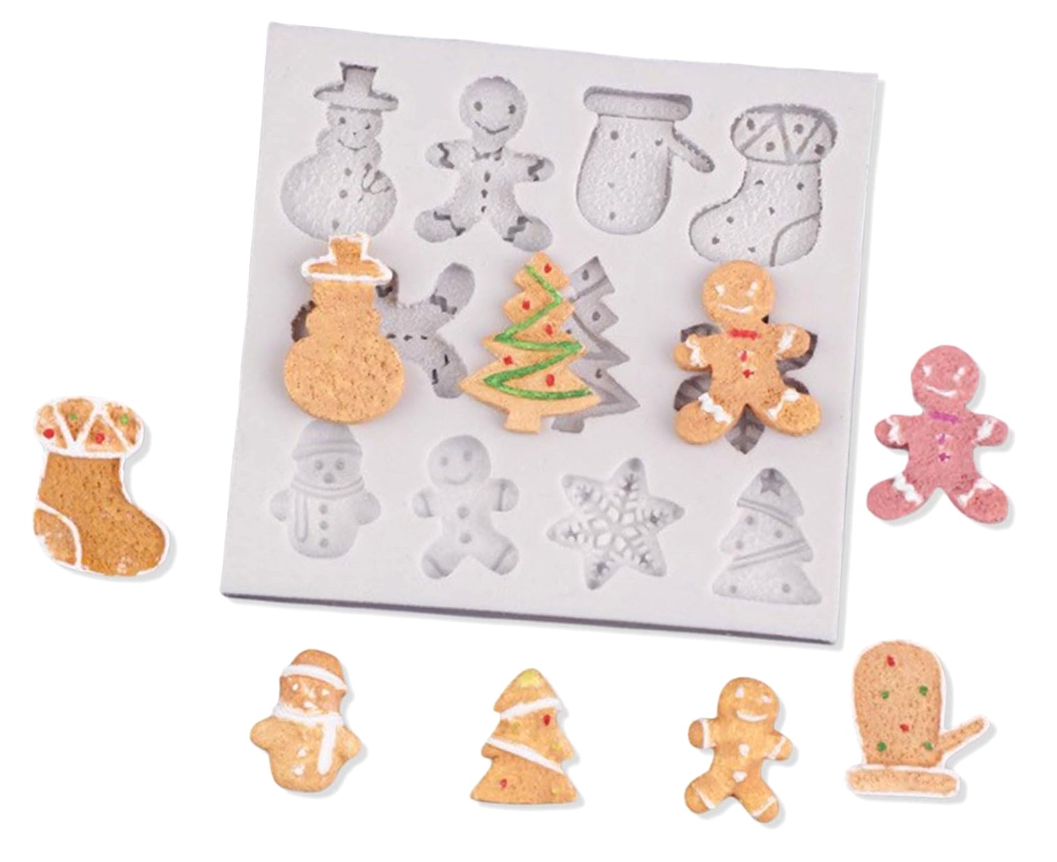GZHJMY 1 Piece Christmas Molds: Gingerbread Tree, Glove, Socks, Star ...
