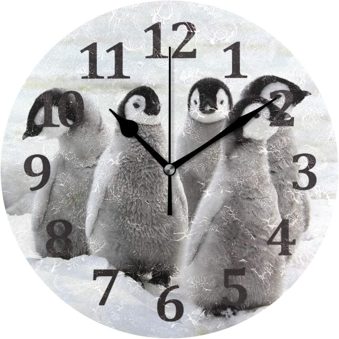 GZHJMY 10 Inch Emperor Penguin Wall Clock, Silent Non-Ticking Quartz ...