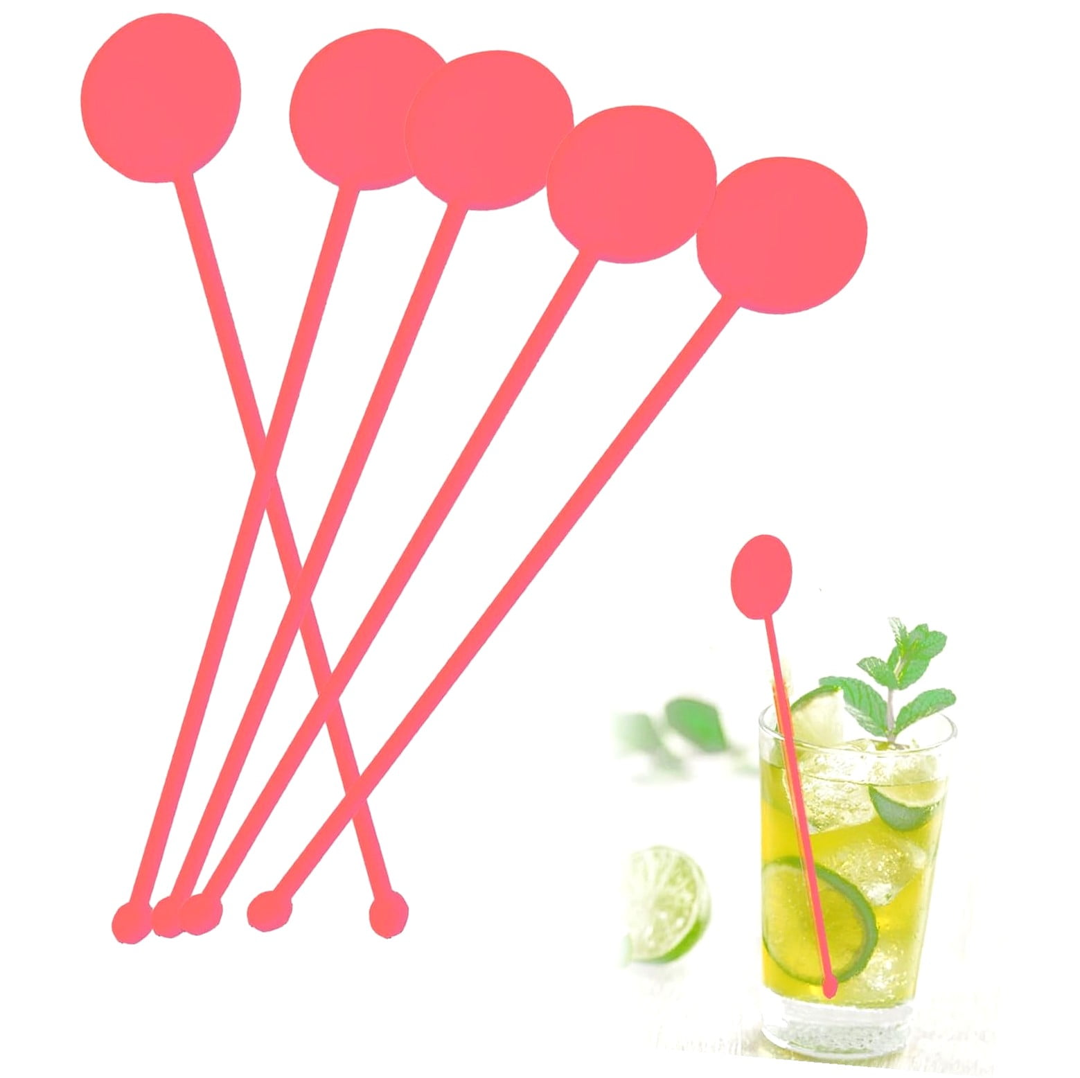 GZHJMY 100 Pcs 7 Inches Cocktail Swizzle Stick Disc Top Drink Stirrers ...