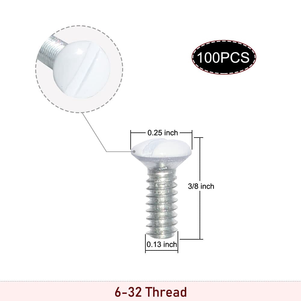 GZHJMY 100-Piece White Outlet Screws, 3/8" Long, 6-32 Thread, for ...