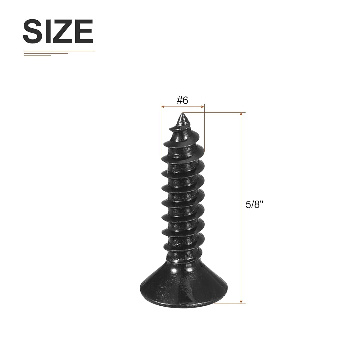 GZHJMY 100 Pieces #6x5/8 Flat Wood Screws, 304 Stainless Steel Self ...