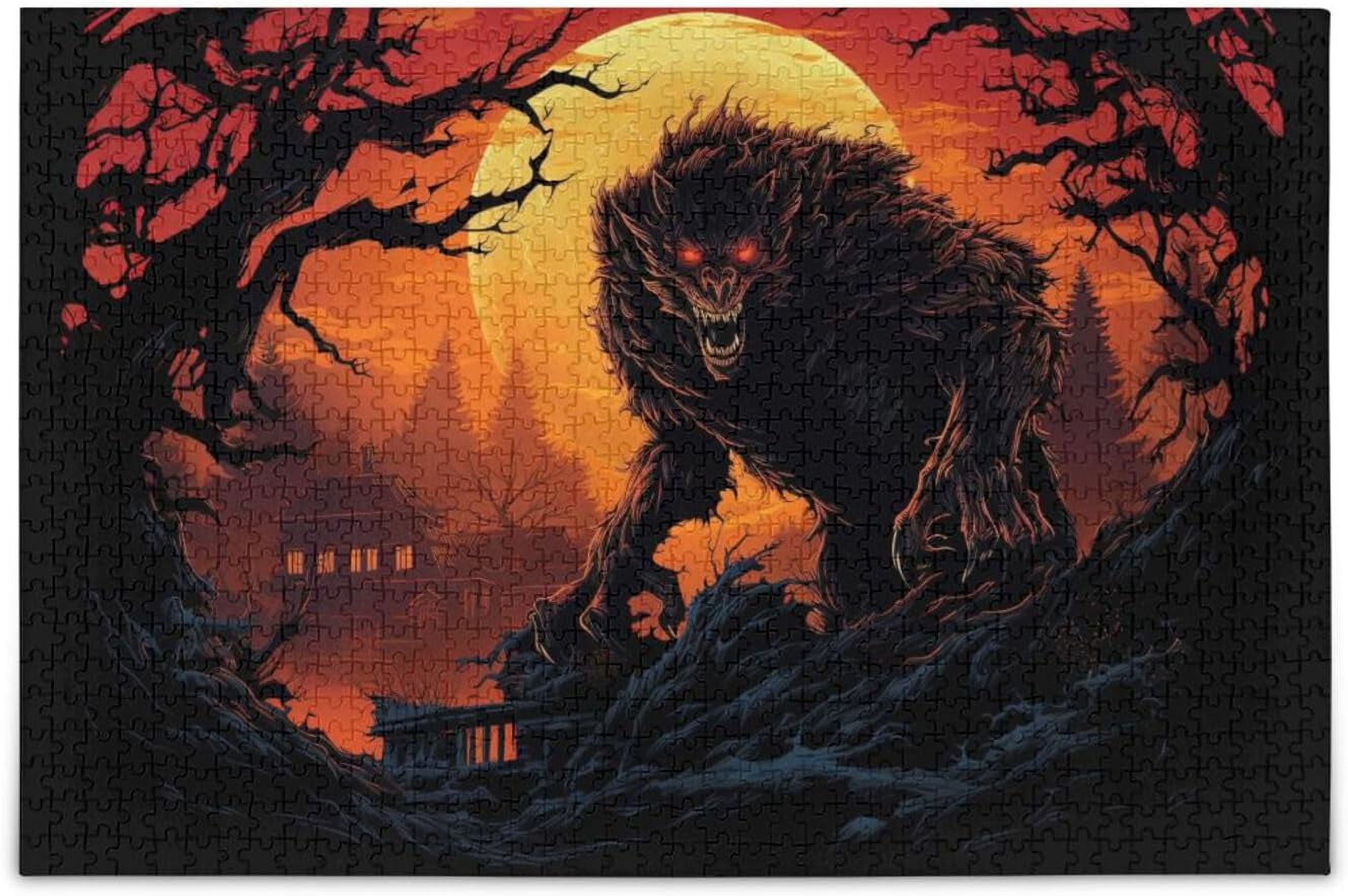 GZHJMY 1000 Pieces Jigsaw Puzzle Scary Werewolf, Zigsaw with Alphabet ...
