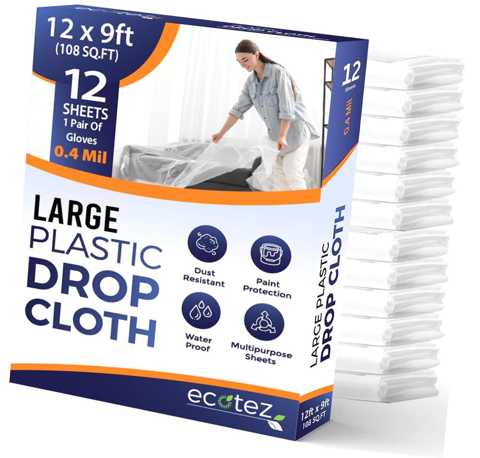 GZHJMY 12 Pack 12 x 9 ft Extra Large Painter's Drop Cloth - Light ...