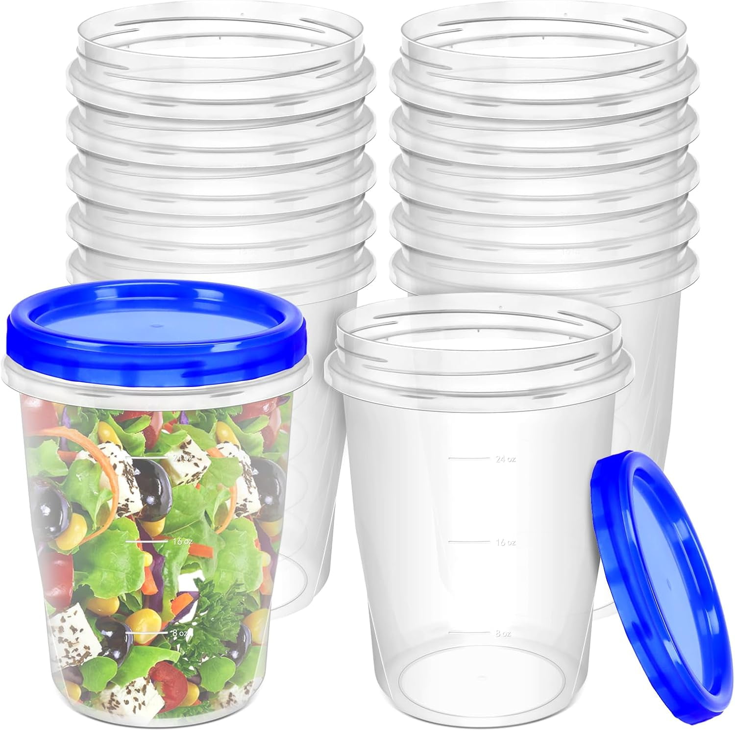 GZHJMY 12 Pack Freezer Containers with Screw On Lids, 32 Oz Stackable ...