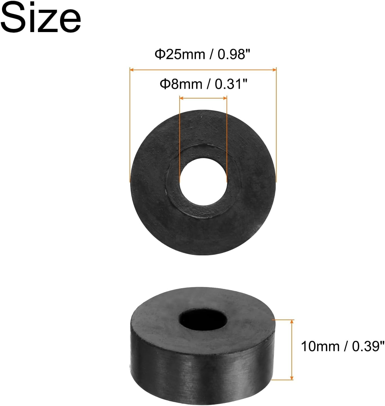 GZHJMY 12pcs Rubber Spacers 25mm OD, 8mm ID, 10mm Height Round Anti ...
