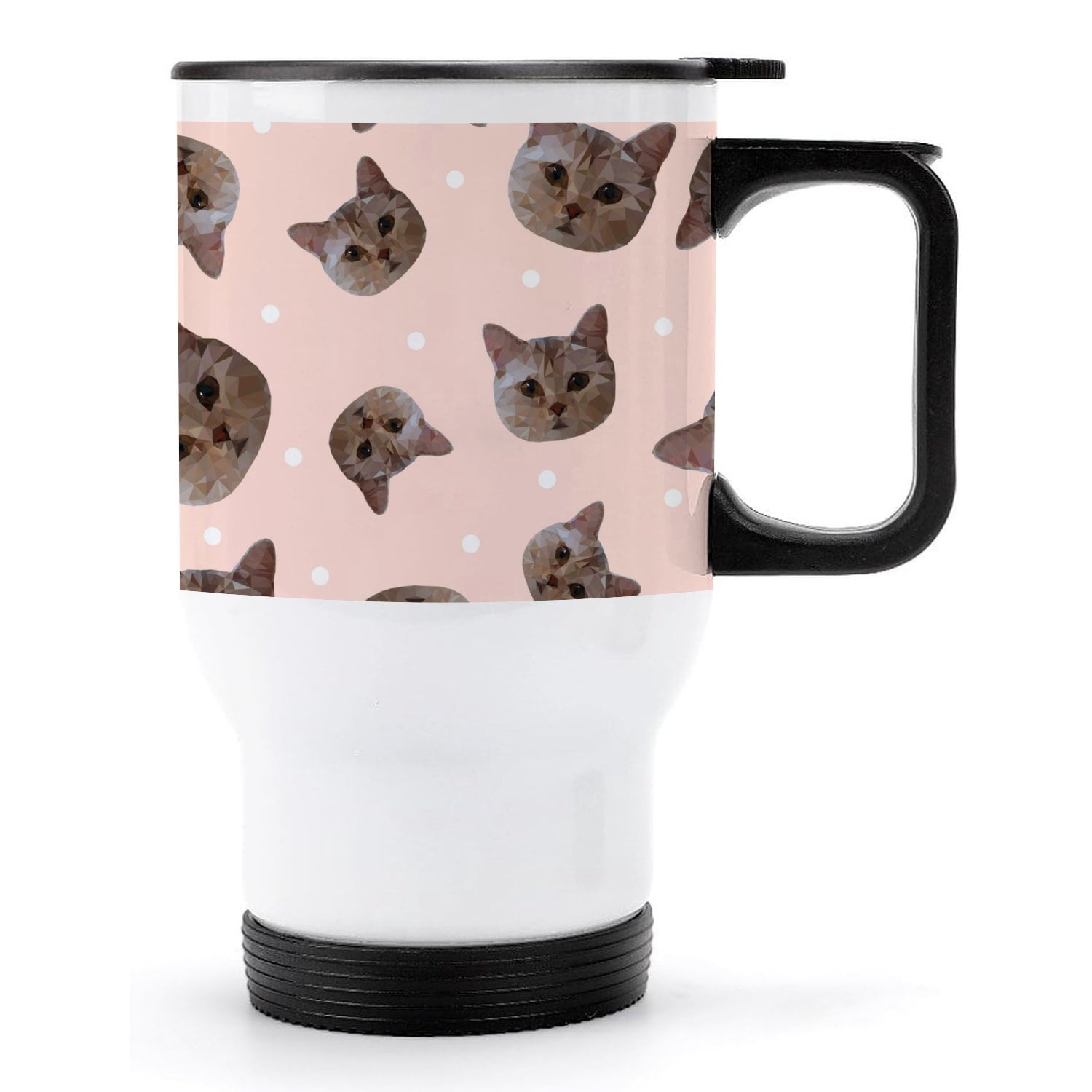 GZHJMY 14 oz Car Cup Travel Mug, Cats Pattern Low Poly Cats 304 ...
