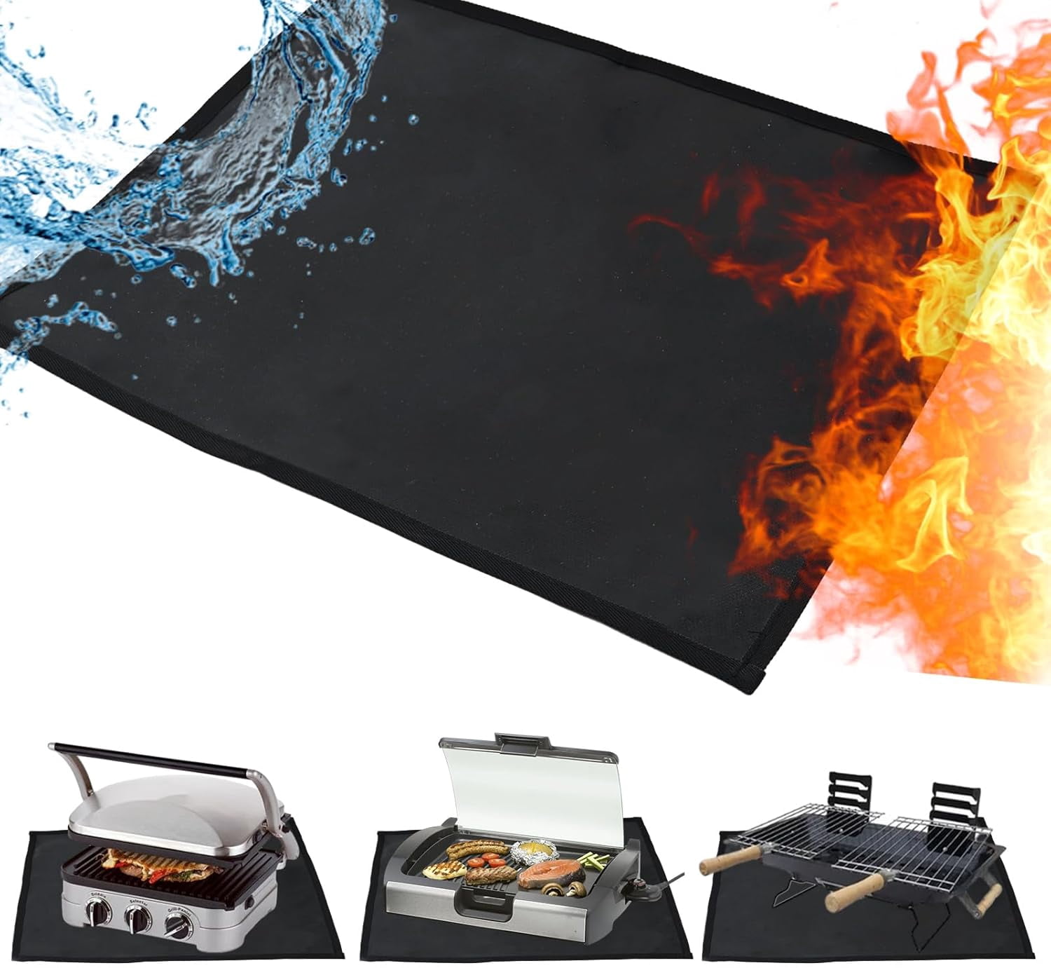 GZHJMY 15"x18" Under Grill Mat Outdoor Grill Deck tector re Pit Mat ...