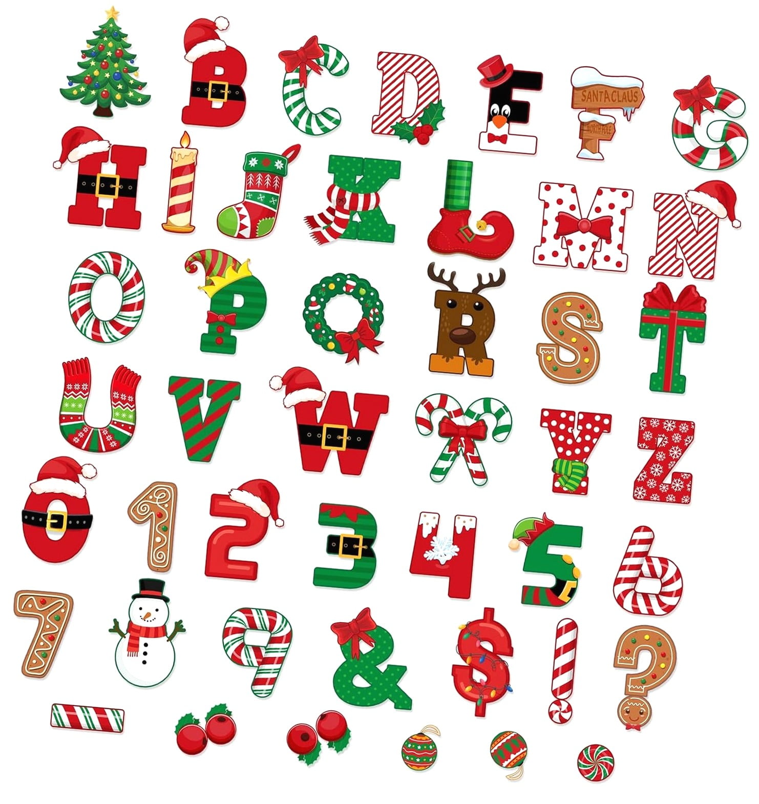 GZHJMY 176 Pieces Christmas Bulletin Decorations Letters Numbers ...