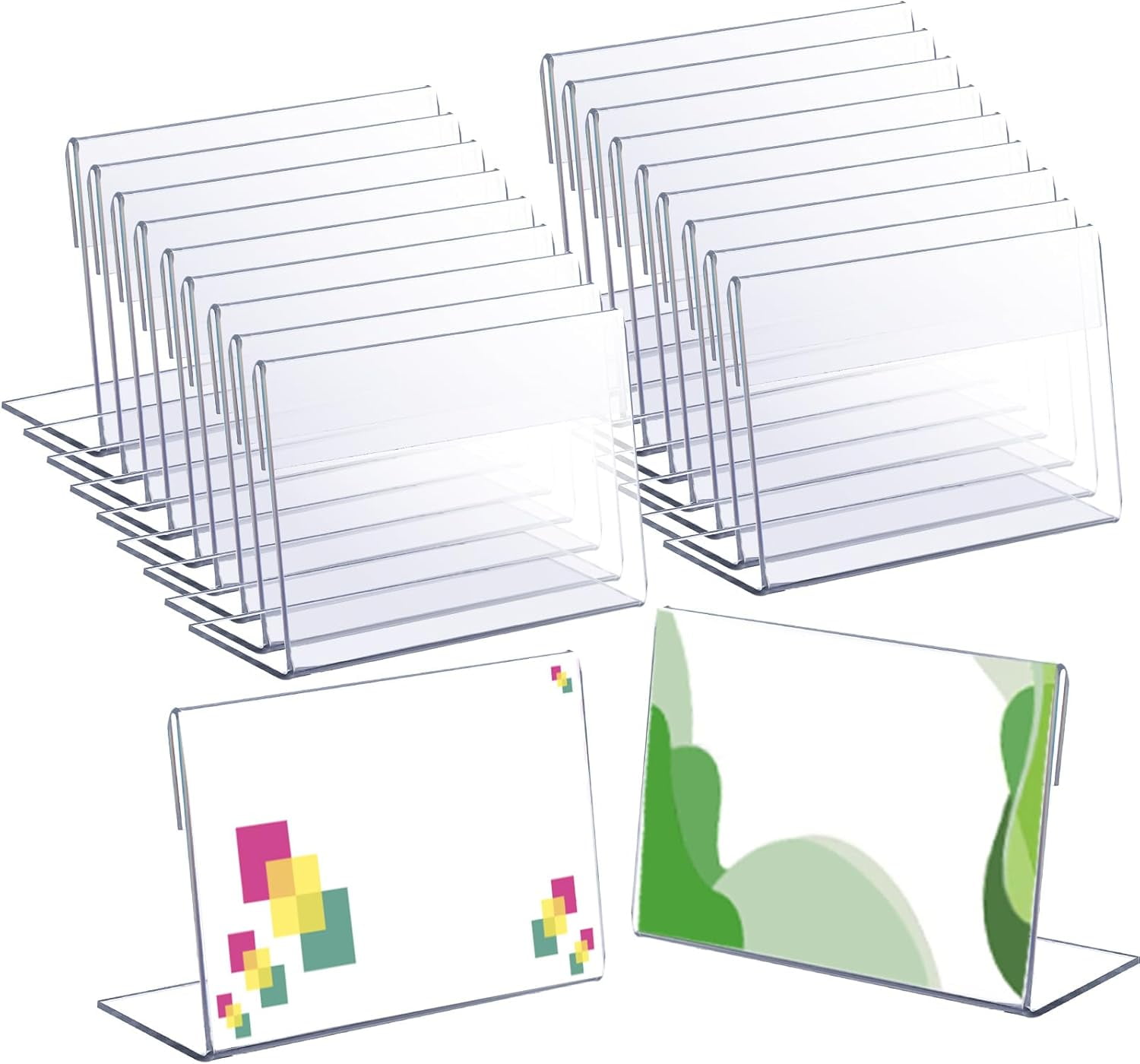 GZHJMY 18 Pieces 3.5" x 2.3" Slant Back Small Acrylic Sign Holder ...